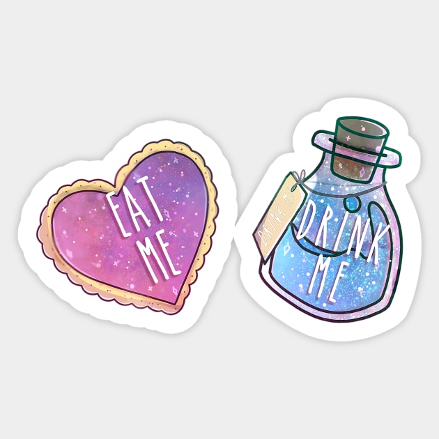 Eat Me Drink Me Alice In Wonderland Eat Me Sticker Teepublic
